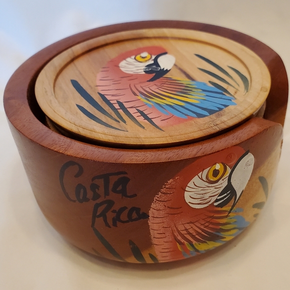 Unbranded | Dining | Vintage Wood Costa Rica Hand Painted Coaster Set ...